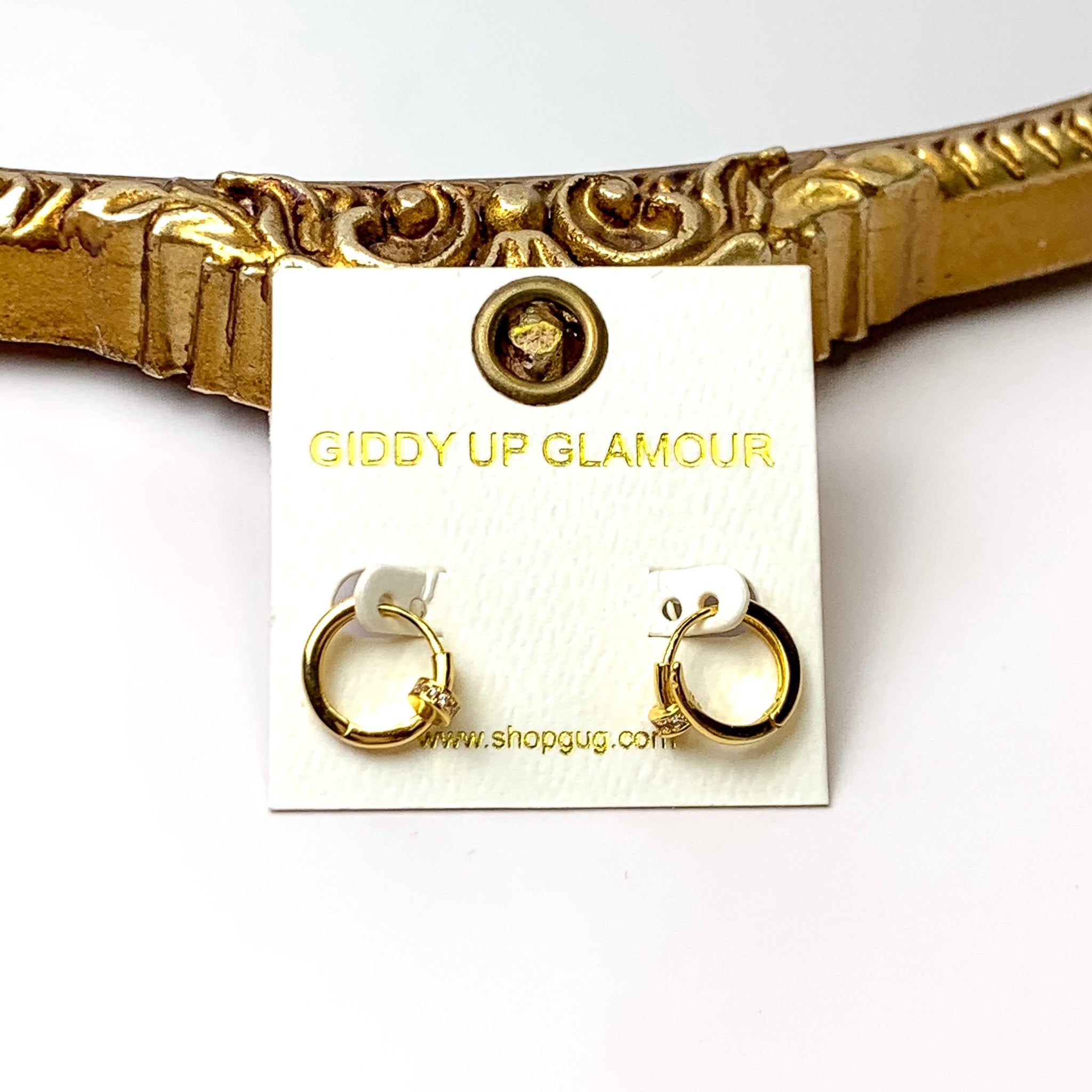 Bracha | Nailed It Huggie Hoop Earrings in Gold Tone | Giddy Up Glamour Boutique