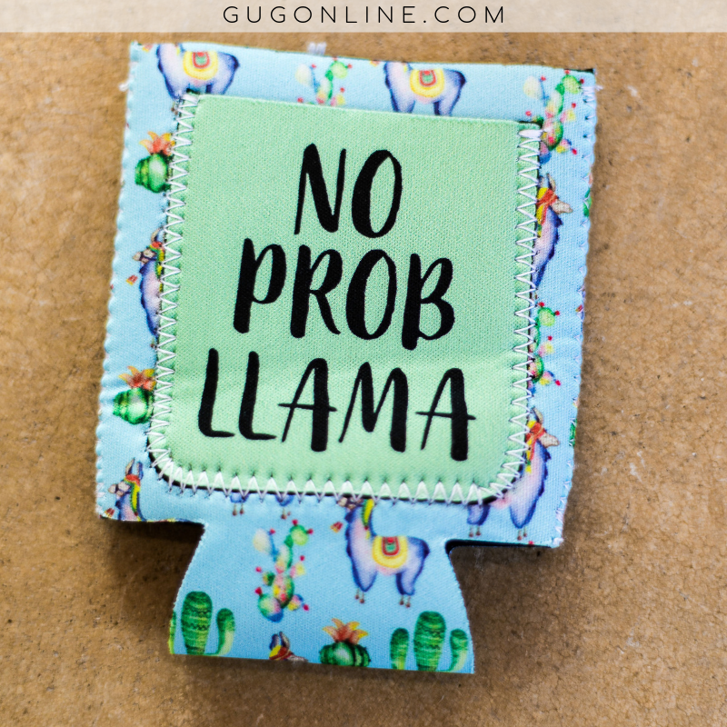 No Prob Llama Cactus and Llama Print Pocket Koozie – Giddy Up Glamour ...