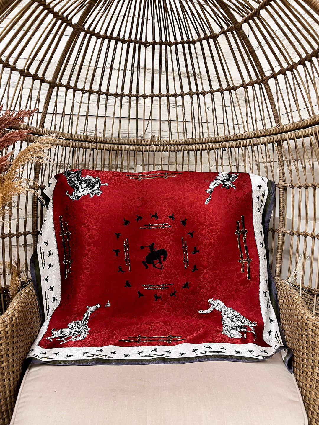 Wyoming Traders | LTD Edition | Fences Silk Wild Rag Scarf in Maroon ...