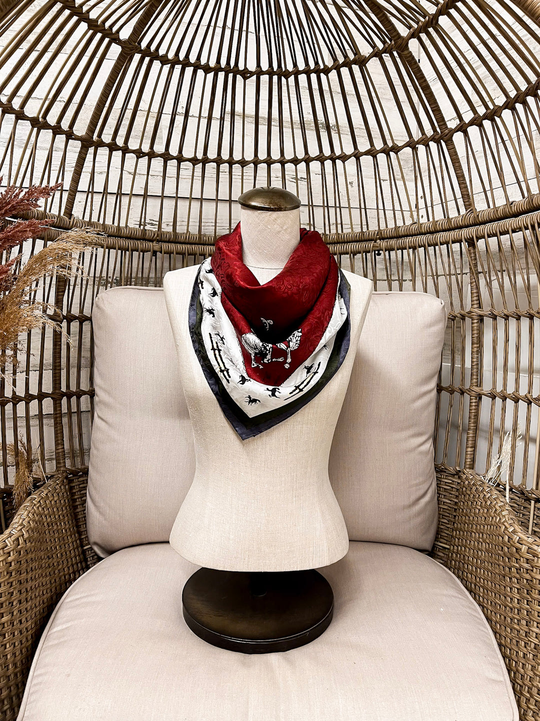 Wyoming Traders | LTD Edition | Fences Silk Wild Rag Scarf in Maroon ...