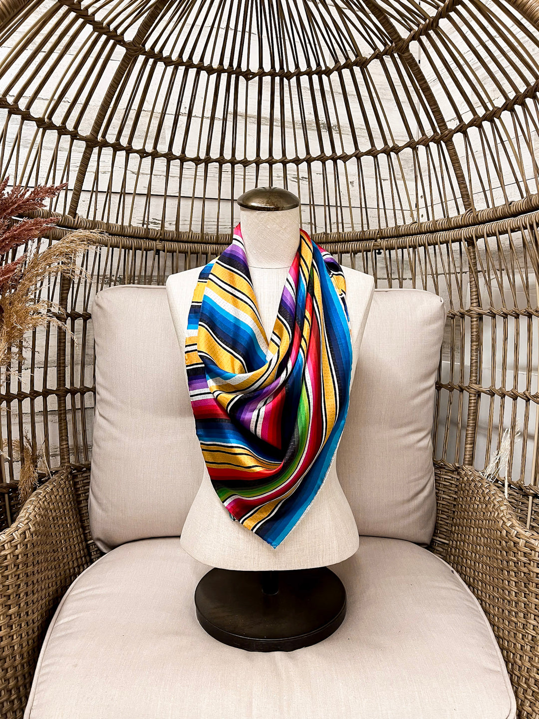 Wyoming Traders | Stripe Southwest Silk Wild Rag Scarf in Yellow Mix ...