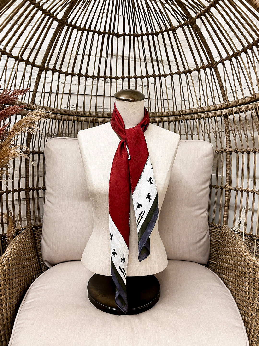 Wyoming Traders | LTD Edition | Fences Silk Wild Rag Scarf in Maroon ...