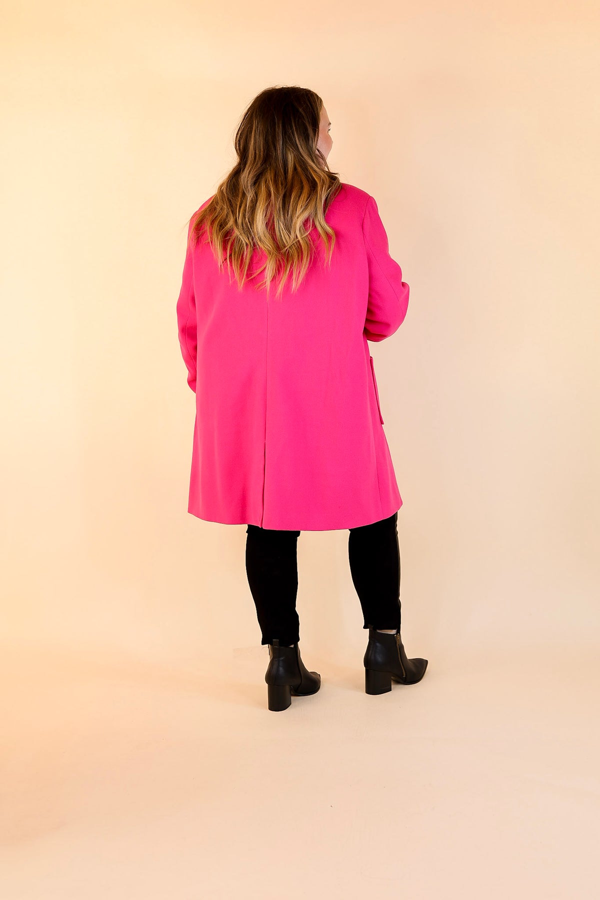 Hot Pink Long Sleeve Coat