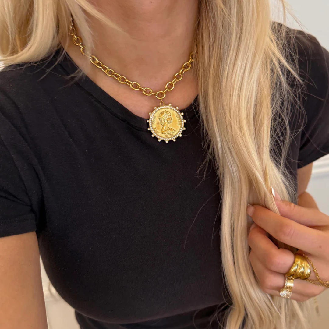 CHANSUTT PEARLS | Coin Short Chain Necklace in Gold – Giddy Up Glamour ...