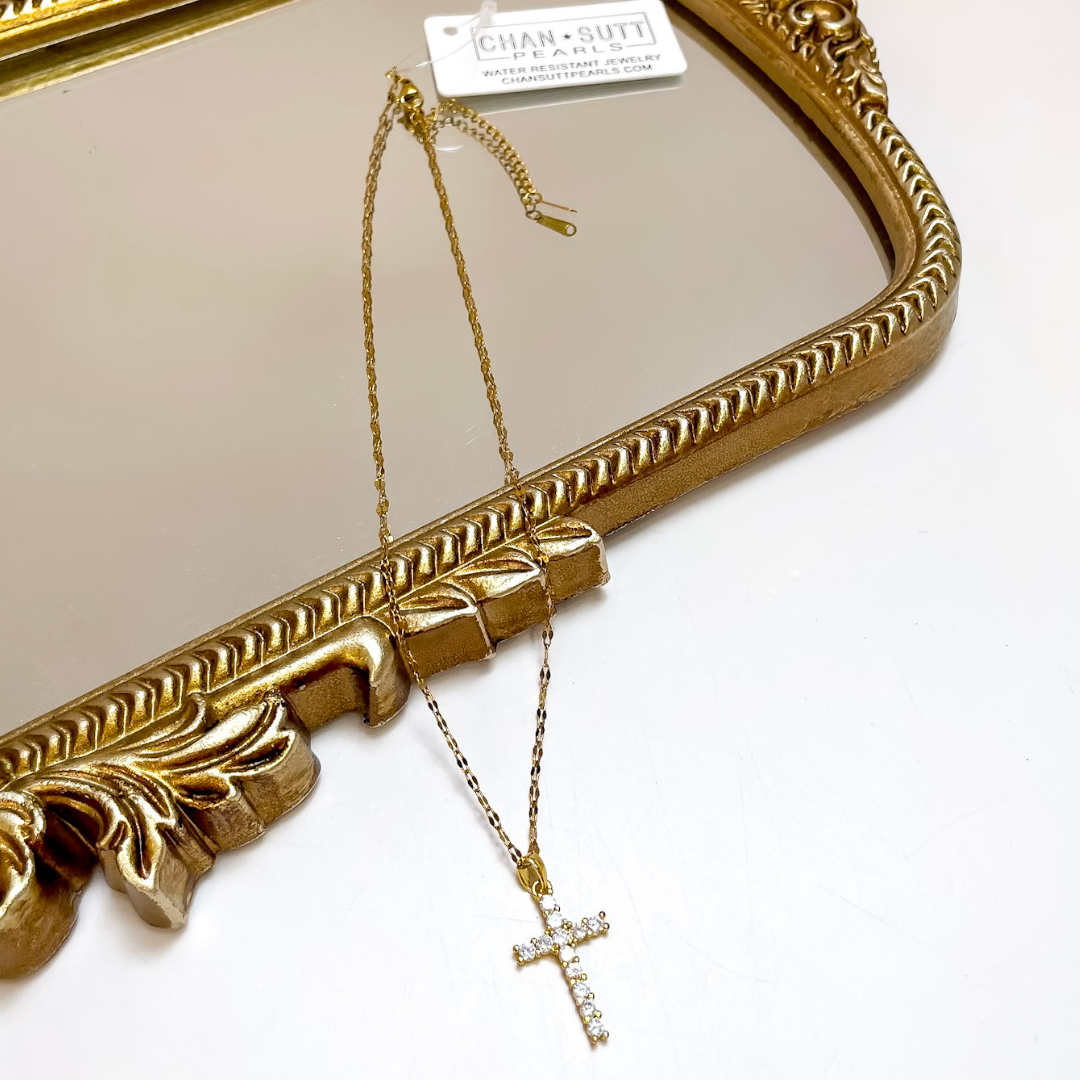 CHANSUTT PEARLS | Sparkle Cross Necklace with Crystals in Gold – Giddy ...
