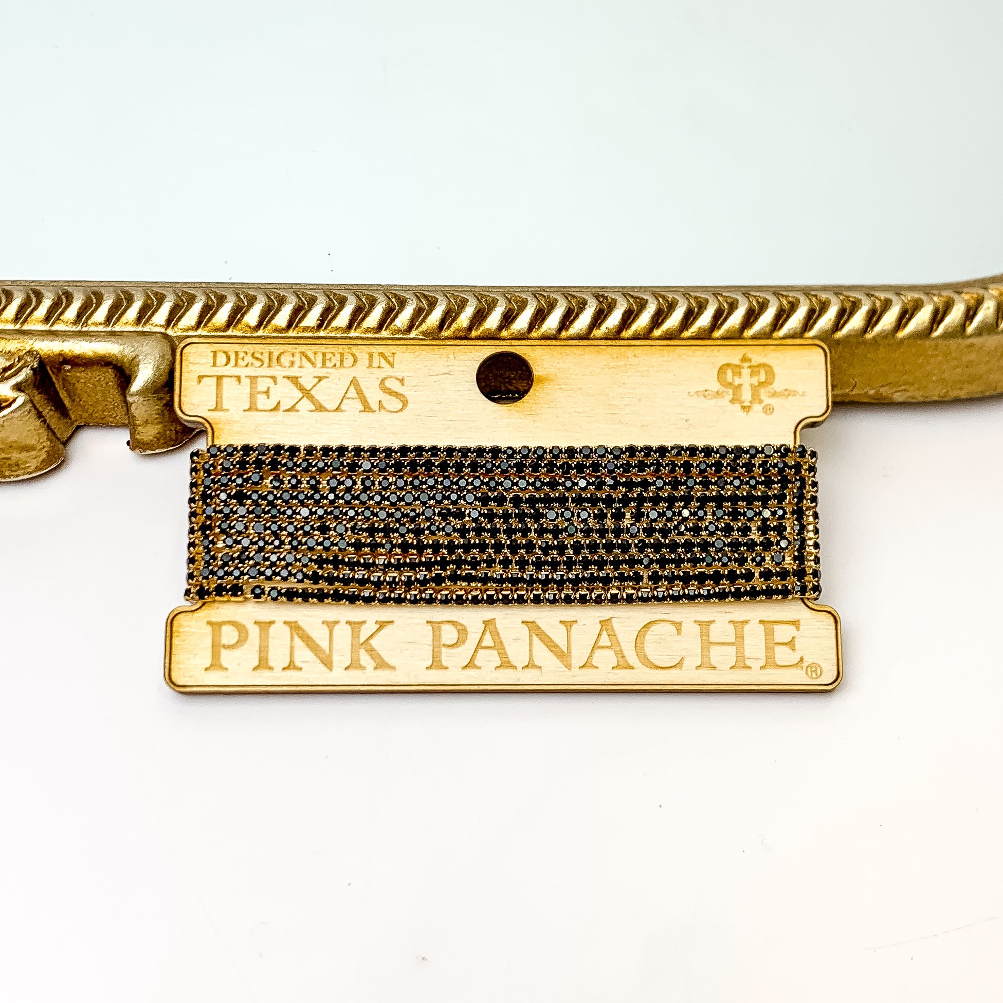 Pink Panache | Black Crystal Beaded Bracelet Set in Gold