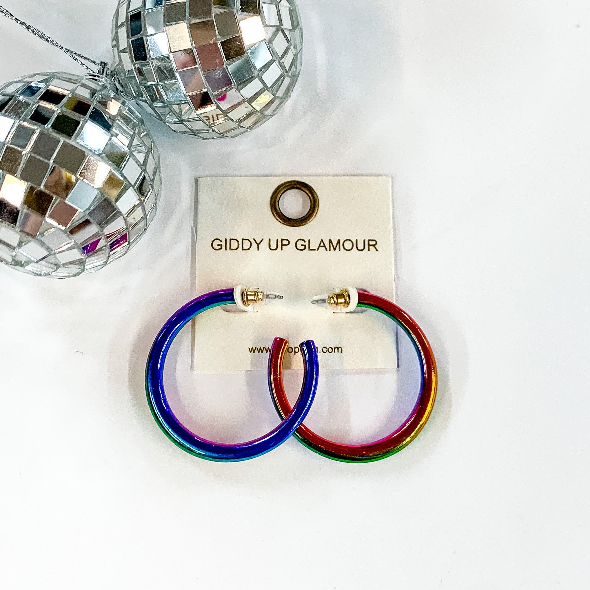 Light Up Medium Neon Hoop Earrings In Multicolored – Giddy Up Glamour ...