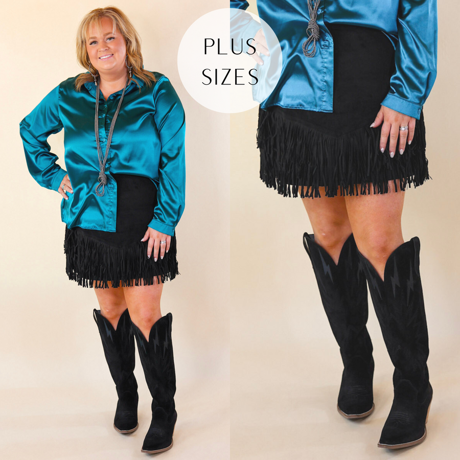 Plus Sizes | Fringe Skirt in Brown – Giddy Up Glamour Boutique