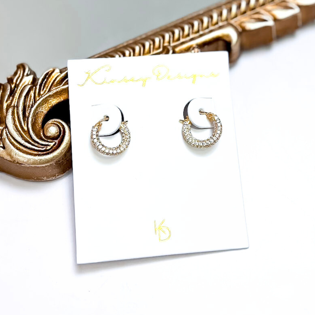 Kinsey Designs | Pave Huggie Hoop Earrings in Gold – Giddy Up Glamour ...