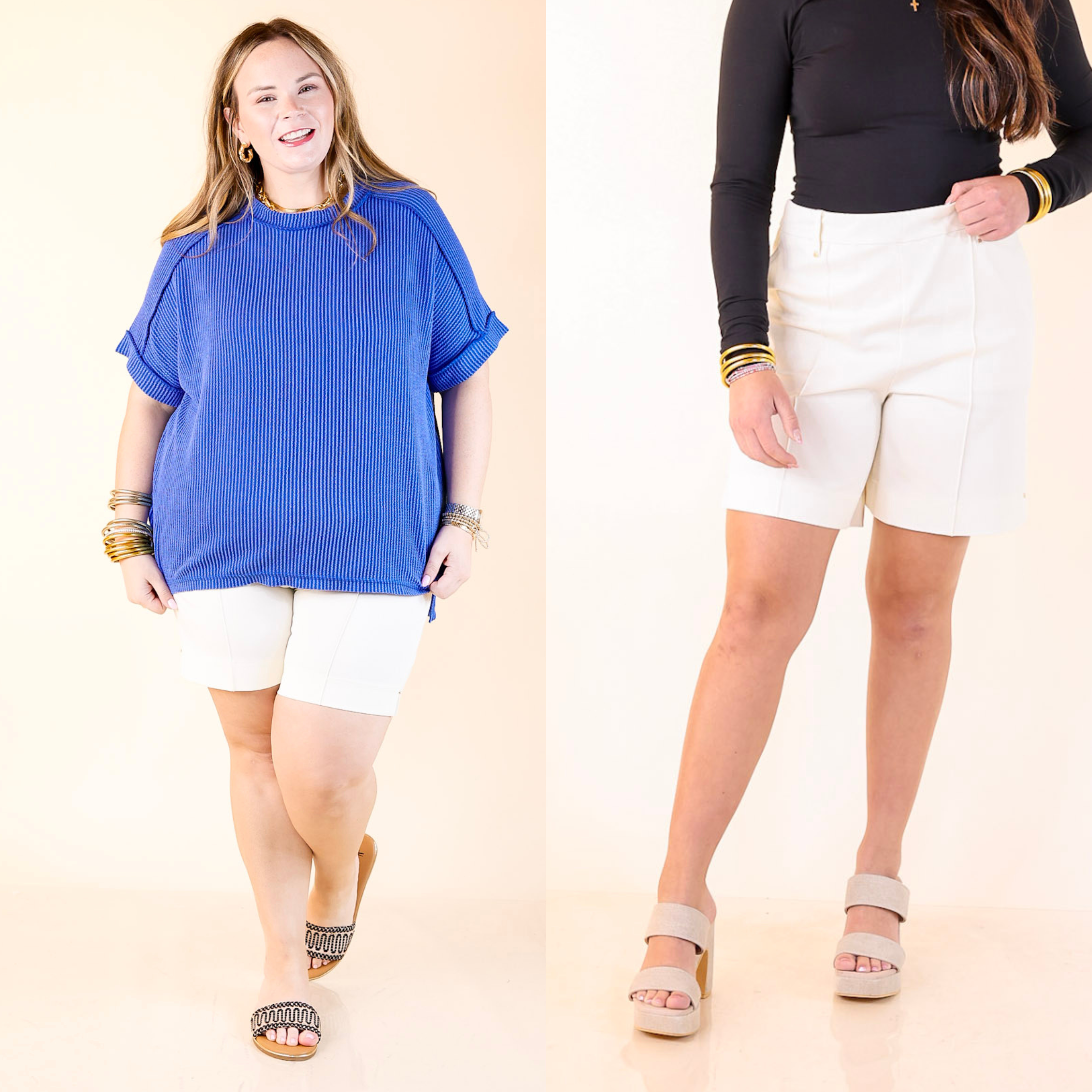 Lyssé | Amanda Stretch Twill Short in Off White – Giddy Up Glamour Boutique