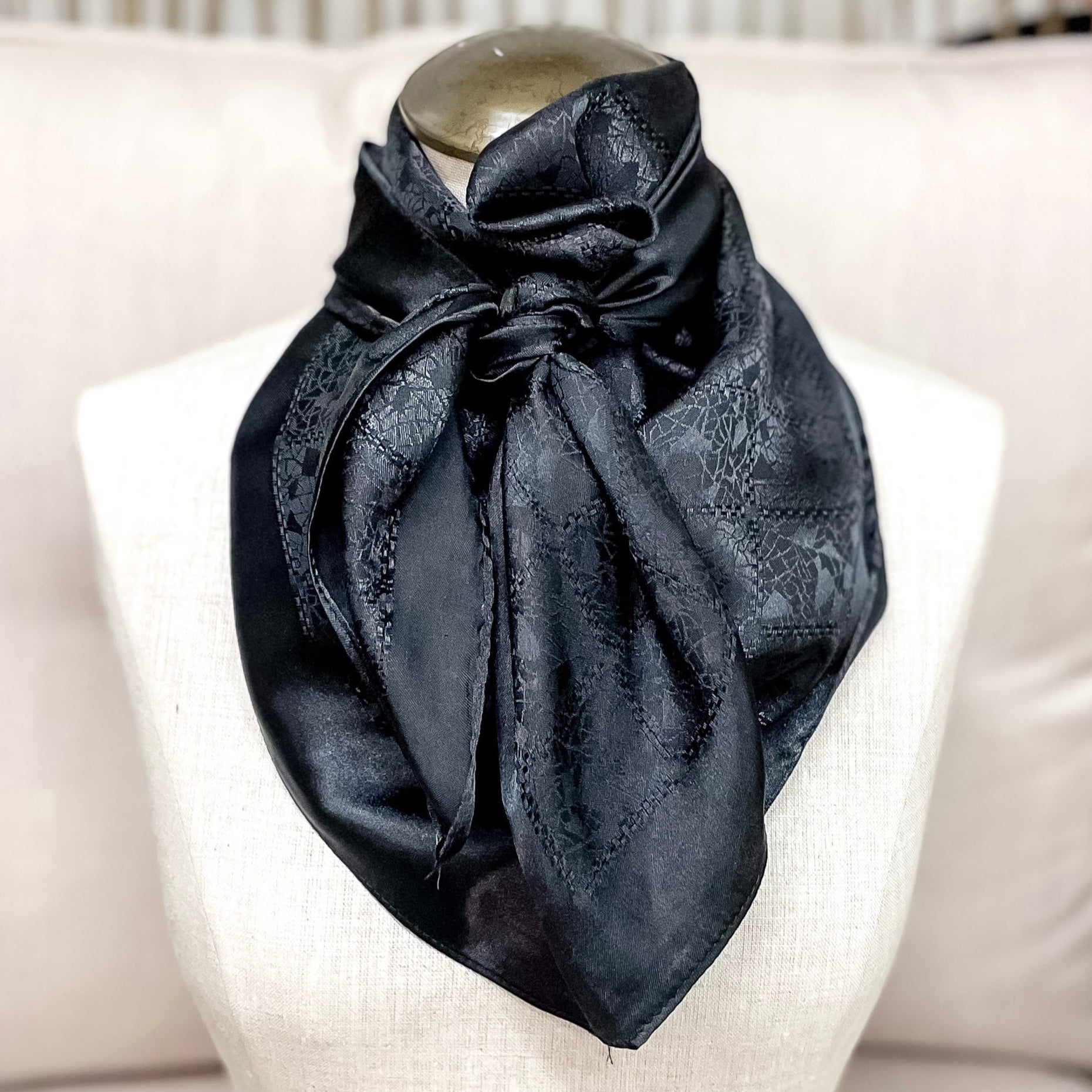 Midnight Black Jacquard Wild Rag