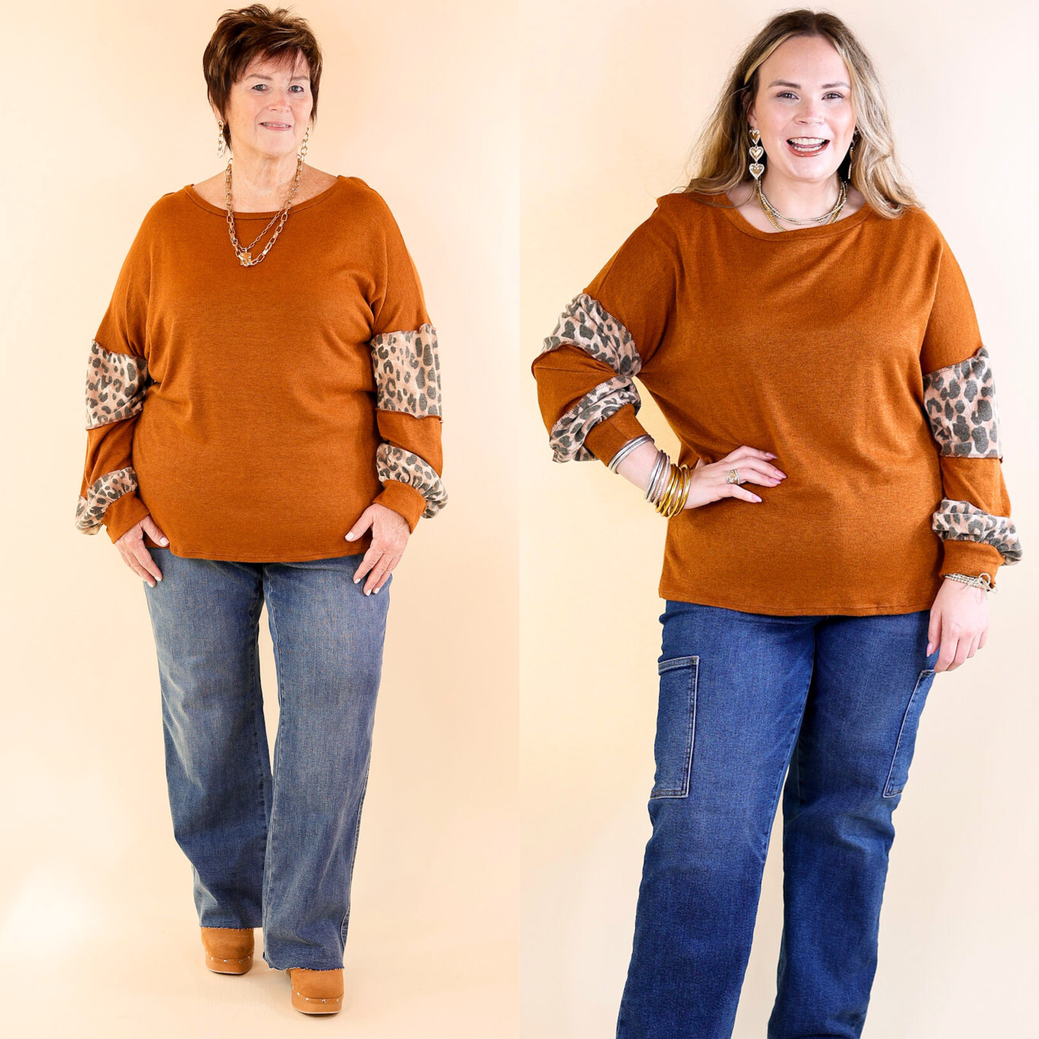 Burnt Orange Leopard Print Block Top – Giddy Up Glamour Boutique