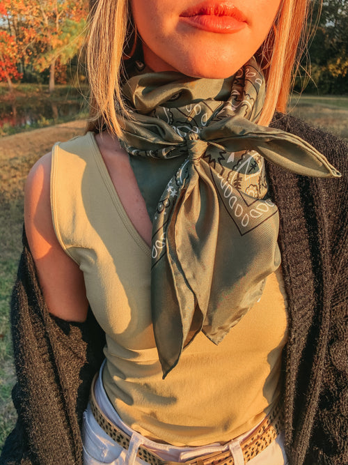 Bandana Wild Rag in Sage Green | Giddy Up Glamour Boutique