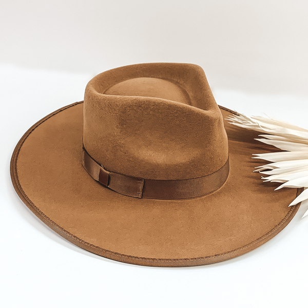 Ramblin' Road Ribbon Banded Rancher Hat in Tan