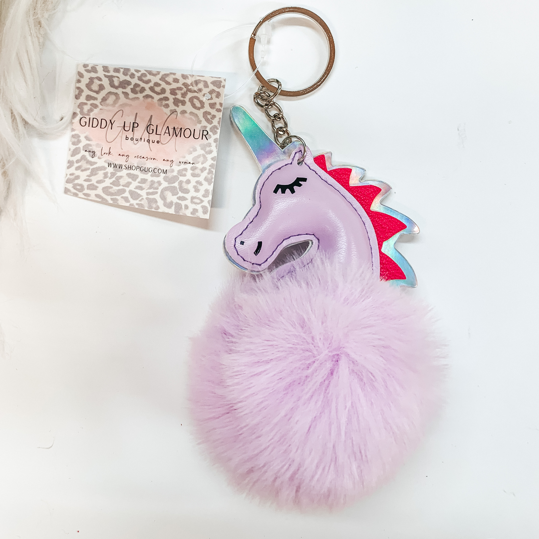 Buy 3 for $10 | Purple Unicorn Puff Ball Keychain – Giddy Up Glamour ...
