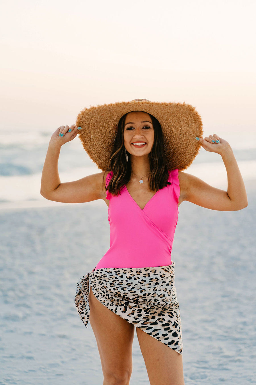 The Sharpay Oversized Floppy Hat with Canvas Band in Natural Straw ...