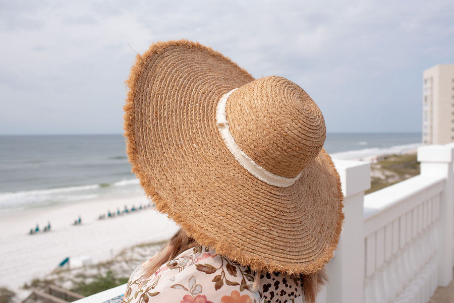 The Sharpay Oversized Floppy Hat with Canvas Band in Natural Straw ...