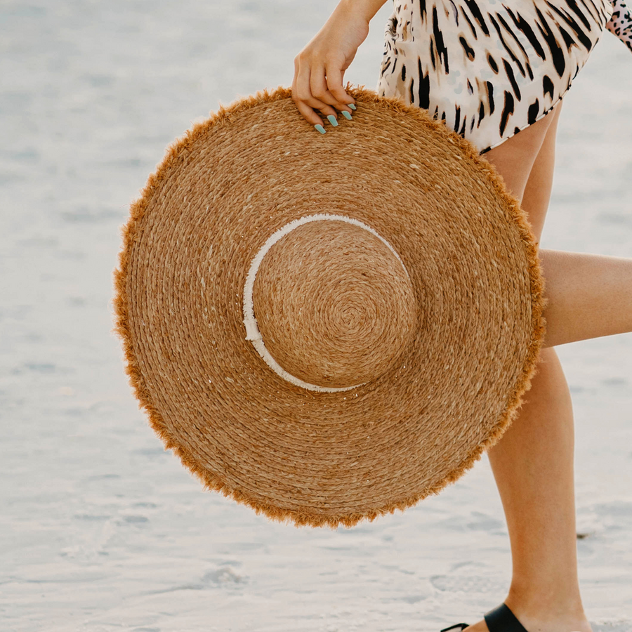 The Sharpay Oversized Floppy Hat with Canvas Band in Natural Straw ...