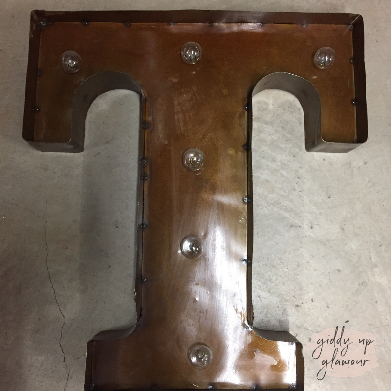 Large Lighted Rustic Handmade Metal Letters